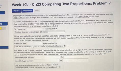 Solved 23 Week 10b Ch23 Comparing Two Proportions Problem