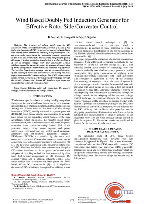Pdf Wind Based Doubly Fed Induction Generator For Effective Rotor Side Converter Control