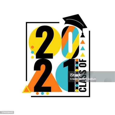 2021년 클래스 기하학적 모양 교육 학술 모자와 번호 2021 졸업 디자인 프레임 고등학교 또는 대학 축하 졸업생 연감에 대한