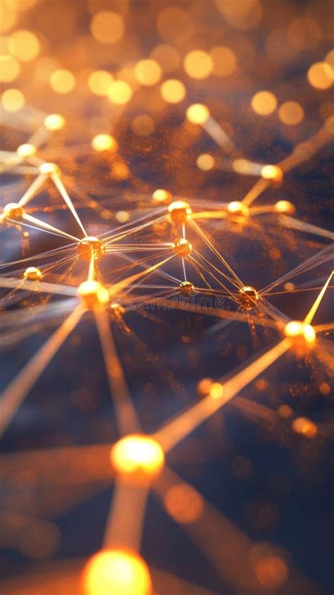 Abstract Network Connection With Warm Glow And Realistic Data Visualization Stock Illustration