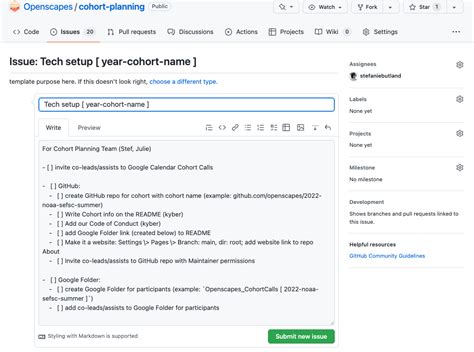Create Issue Templates For Cohortplanning Github Project · Issue 193