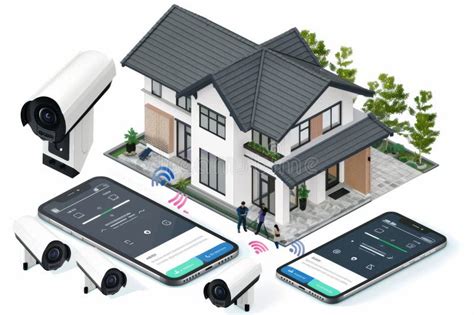 Security Concepts Focus On Smart Surveillance Cameras With Modern
