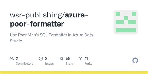 github wsr publishing azure poor formatter use poor man s sql
