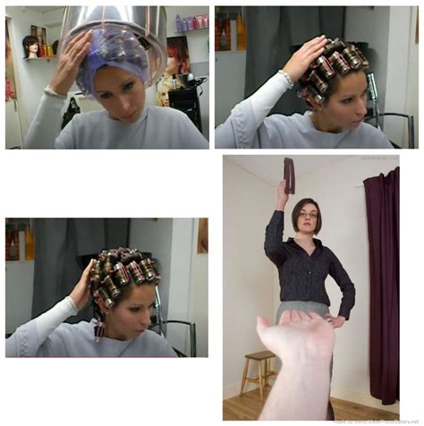 This young lady has repeatedly been warned by her stylist not to touch her hairnet or rollers ...