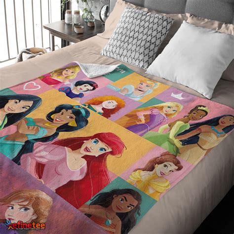 Nice Disney Cartoon All Princess Characters Blanket Fleece Customized
