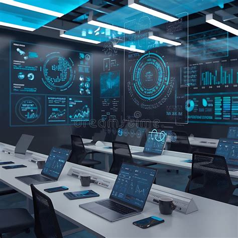 Modern Command Center With Real Time Global Data Visualization On