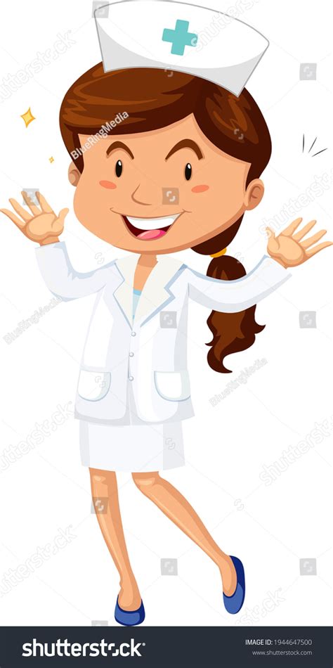 Female Nurse Uniform Cartoon Character Illustration Stock Vector