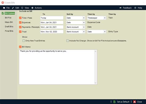 Setting Billing Options