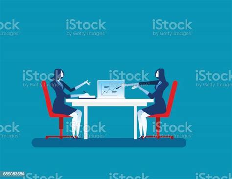 사업 동료 미래의 계획을 논의합니다 컨셉 비즈니스 문자 만화 그림입니다 평면 벡터 오피스 비즈니스 모임에 대한 스톡 벡터 아트