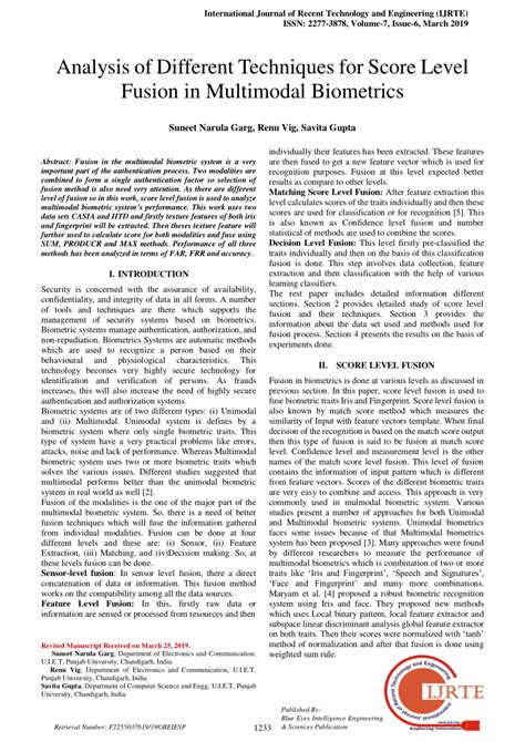 pdf analysis of different techniques for score level fusion in