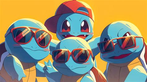 Squirtle Squad Sunglasses Funny Pose Desktop Wallpaper 4k