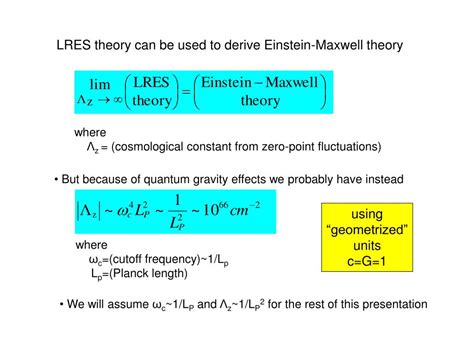 Ppt Comparison Of Einstein Maxwell Theory To An Alternative Theory