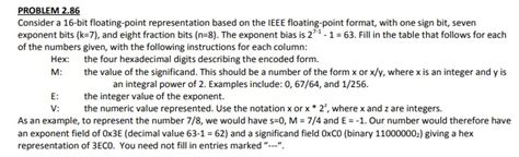 Problem 286 Consider A 16 Bit Floating Point