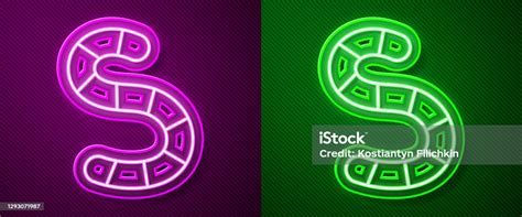 보라색과 녹색 배경에 격리 빛나는 네온 라인 웜 아이콘 낚시 태클 벡터 가시 철사에 대한 스톡 벡터 아트 및 기타 이미지 가시 철사 강철 건강관리와 의술 Istock