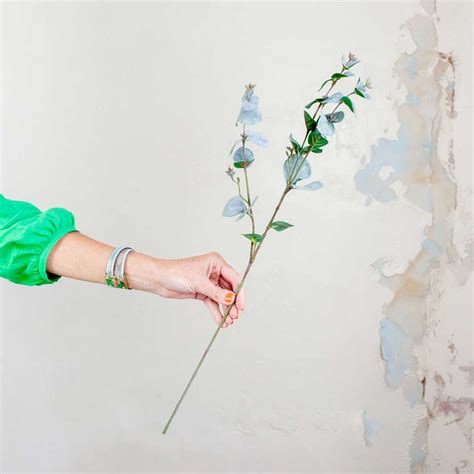 Artificial Eucalyptus Stem Silver Grey Peony Faux Flowers