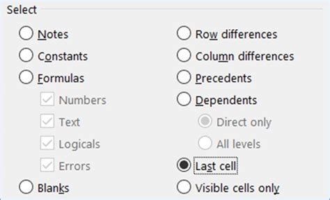 How To Quickly Select The Last Cell Excelnotes