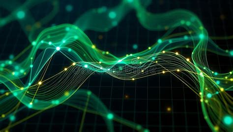 Abstract Green Network Digital Connection And Futuristic Data Flow Generative Ai Stock