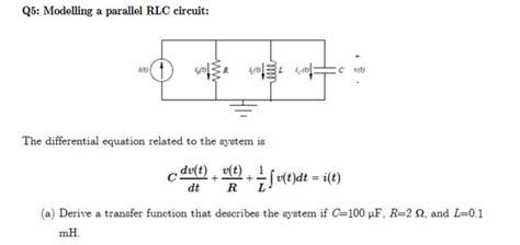 Solved Q5 Modelling A Parallel RLC Circuit The Chegg Com