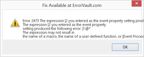 How To Fix Error 2473 The Expression 2 You Entered As The Event
