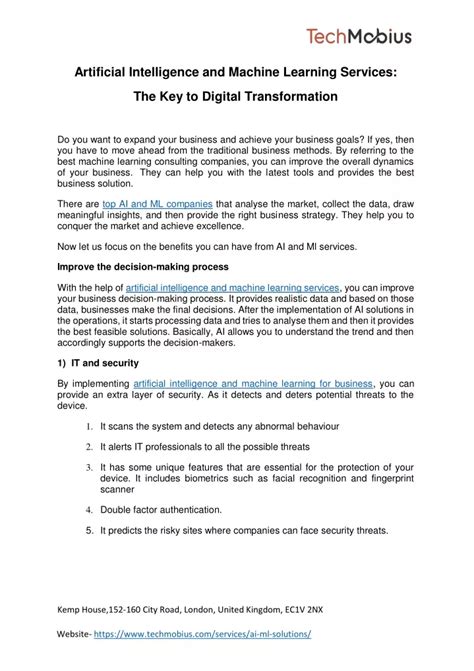 Ppt Artificial Intelligence And Machine Learning Services The Key To Digital Transformation