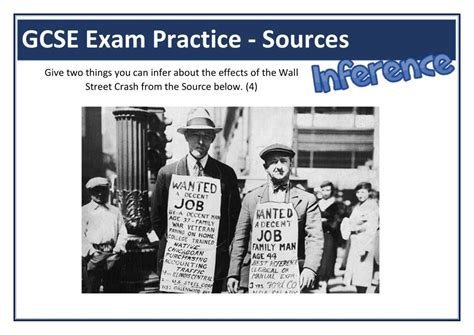 Wall St Crash Gcse Exam Practice Inference Question Worksheet