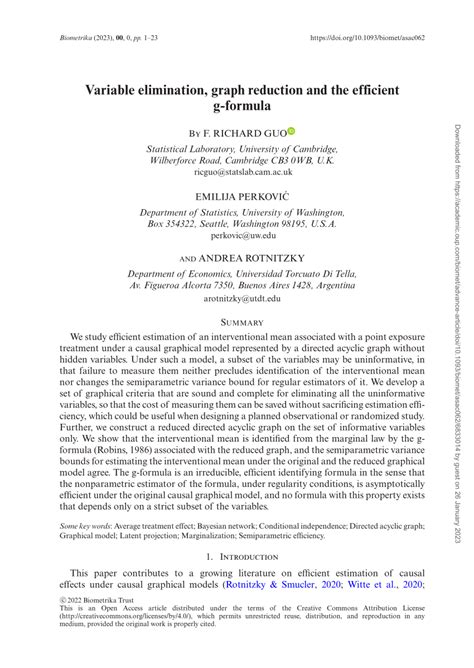 Pdf Variable Elimination Graph Reduction And The Efficient G Formula