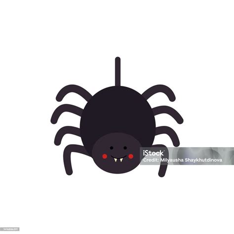 흰색 배경에 만화 거미의 벡터 일러스트레이션 0명에 대한 스톡 벡터 아트 및 기타 이미지 0명 거미 검은색 Istock