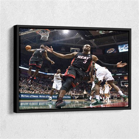Dwayne Wade And Lebron James Dunk Canvas Wall Art Nba Action Poster