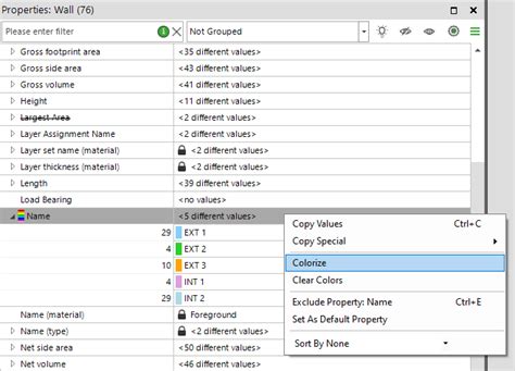 colorize objects from palettes simplebim support