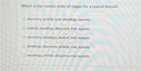 Solved Which Is The Correct Order Of Stages For A Typical