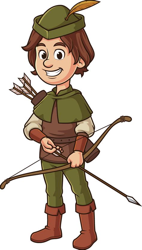 Robin Hood Character With Arrow Cartoon Drawing 49107971 Vector Art At