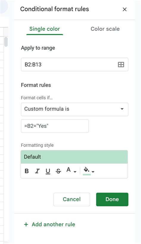 Google Sheets Apply Conditional Formatting To Yes No Values