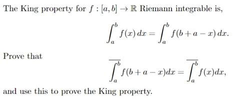 Solved The King Property For F A B R Riemann Integrable Chegg Com