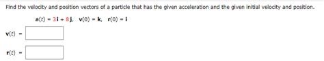 Solved Find The Velocity And Position Vectors Of A Particle Chegg