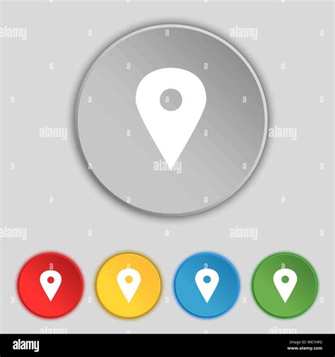 Map Pointer Gps Location Icon Sign Symbol On Five Flat Buttons Vector Illustration Stock