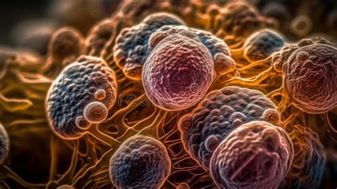 Microscopic View Of Cells Under The Microscope Generative AI Stock Illustration Illustration