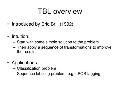 Ppt Transformation Based Error Driven Learning Tbl Powerpoint