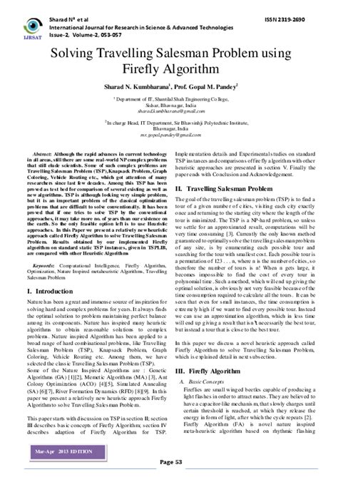 (PDF) Sharad N* et al Solving Travelling Salesman Problem using Firefly Algorithm