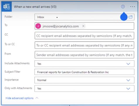 使用 Power Automate 將電子郵件附件保存到 Sharepoint