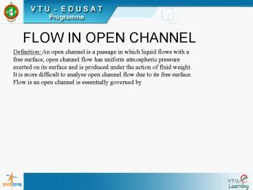FLOW IN OPEN CHANNEL Presentation Free To View