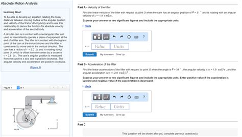 Solved Absolute Motion Analysis Part A Velocity Of The