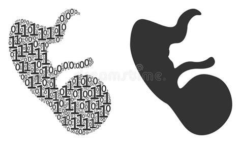 Human Embryo Collage Of Binary Digits Stock Vector Illustration Of