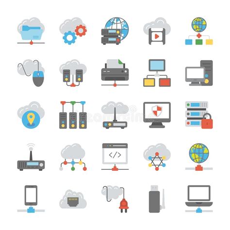 Network And Cloud Computing Icons Vector Stock Illustration
