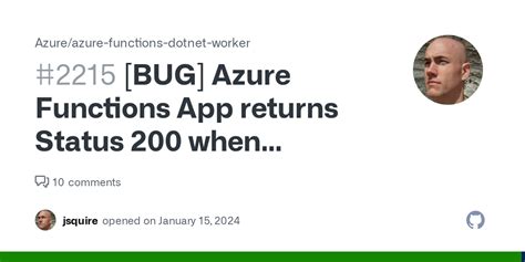 Bug Azure Functions App Returns Status 200 When Endpoint Called In