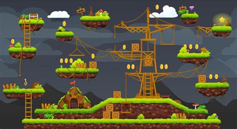 2d Arcade Game Night Level Map Interface Landscape 17275056 Vector Art At Vecteezy