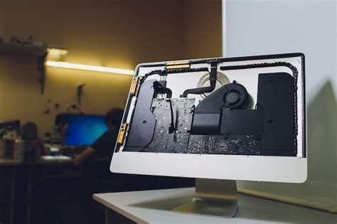 Premium Photo Process Of Computer Repair Engineer In White Gloves