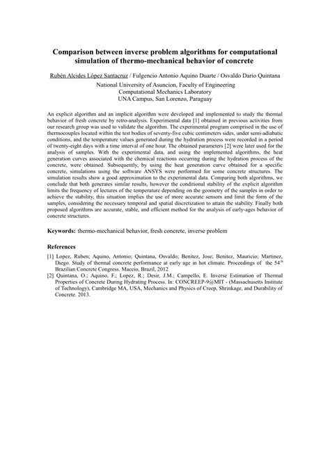 Pdf Comparison Between Inverse Problem Algorithms For Computational
