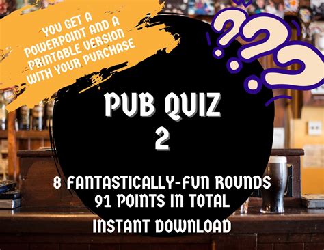 Pub Quiz 2 Powerpoint Game And Printable Game Both Included You Choose Hilarious And Unique