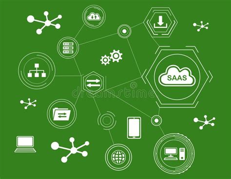 Concept Of Saas Software As A Service Cloud Software On Computers Stock Vector Illustration