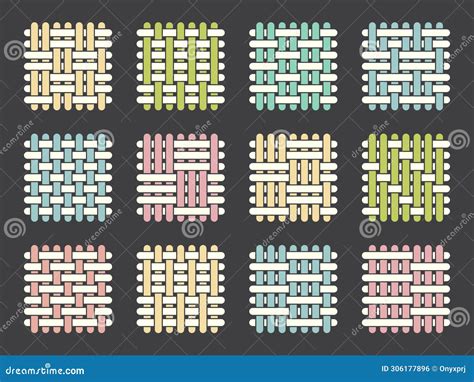 Fabric Weave Textile Design Different Types Recent Vector Weaving Swatches Collection Stock